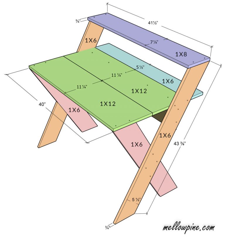 X Desk DIY with plan - MellowPine