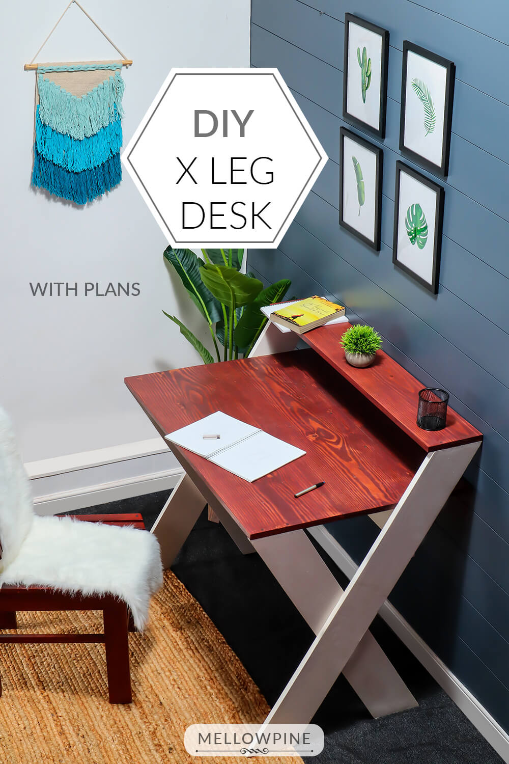 X Desk DIY with plan - MellowPine